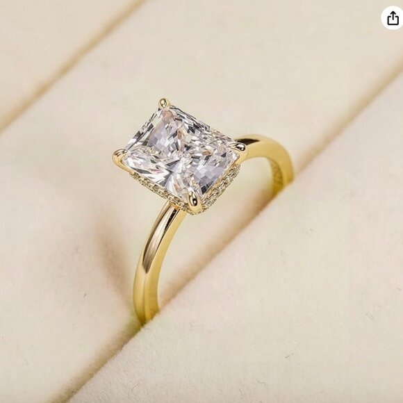Amazon | Jewelry | Eamti 3ct 925 Sterling Silver Radiant Cut Solitaire ...